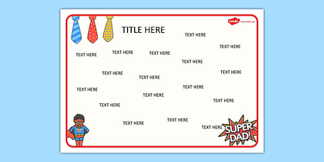Fathers Day Themed Editable Word Mat (teacher made)