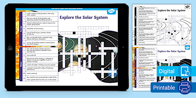 Explore the Solar System Crossword for 6th-8th Grade