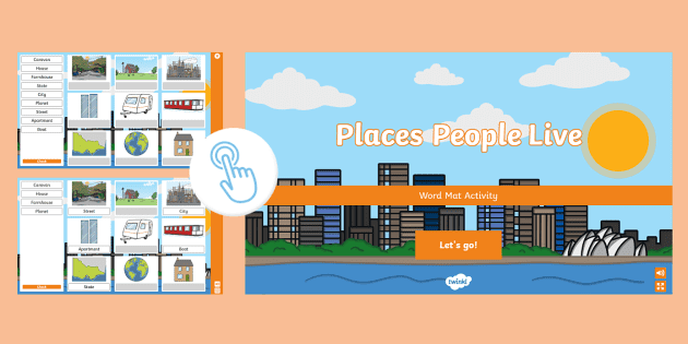 Places People Live Word Mat (Lehrer gemacht) - Twinkl