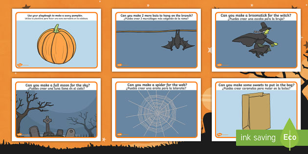 Halloween Modelling Dough Mats English Spanish Twinkl
