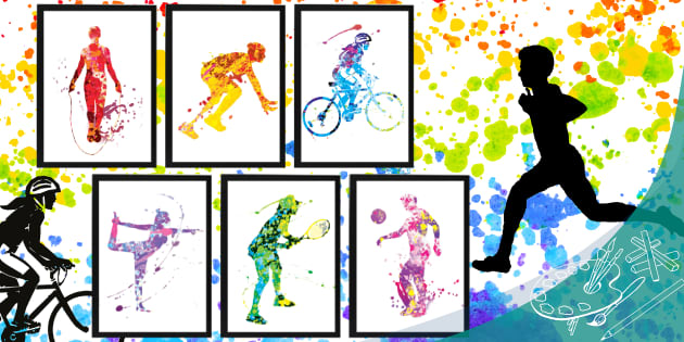 Sports Colour Splash Silhouettes Posters Pack (teacher made)