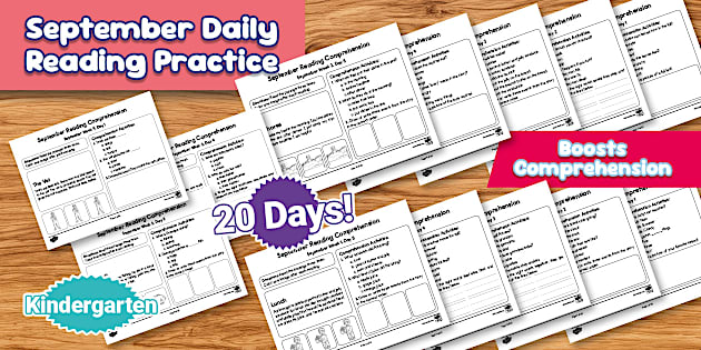 September Kindergarten Reading Comprehension Mats - Twinkl