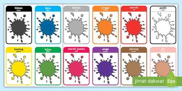 Kad Imbasan Dwibahasa - Warna (teacher made) - Twinkl