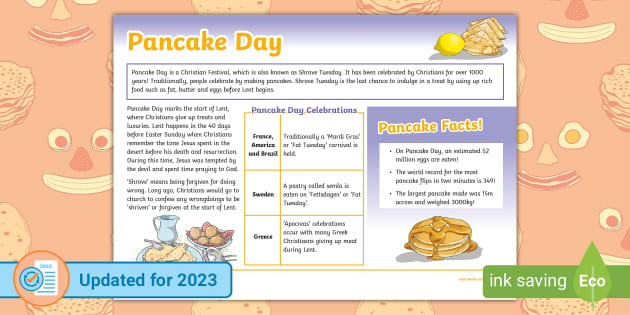 Pancake Day Fact File (teacher made) - Twinkl