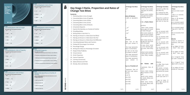 👉 Key Stage 3 Ratio, Proportion and Rates of Change Test Bites
