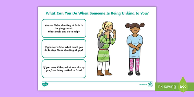 What Can You Do When Someone Is Being Unkind to You? - Girls Worksheet