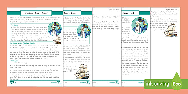 Captain Cook Explorations Reading Comprehension