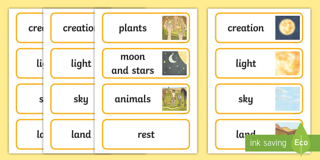 Jewish Christian Creation Story Word Cards - Twinkl