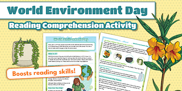 World Environment Day Reading Comprehension Activity for Ages 7-9