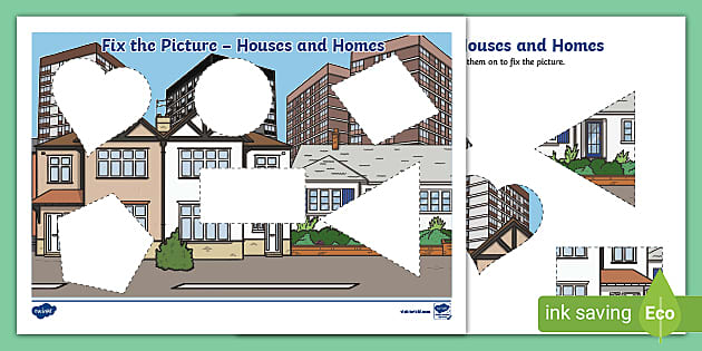 Fix the Picture – Houses and Homes Cutting Skills Worksheet