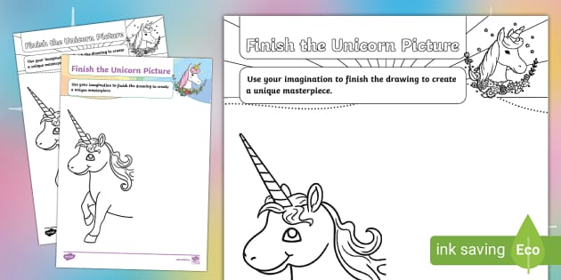 Finish the Unicorn Picture (teacher made) - Twinkl