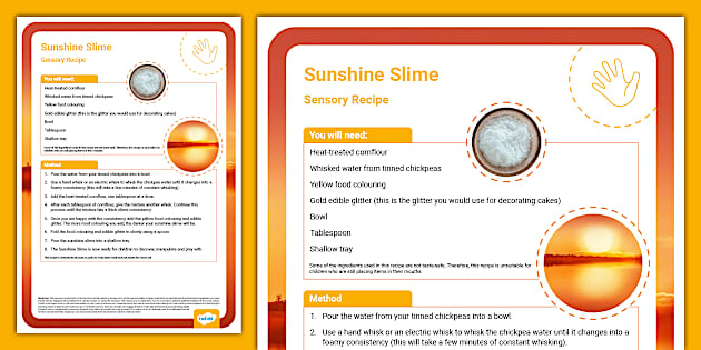 Summer Taste-Safe Sunshine Slime Sensory Recipe | Twinkl