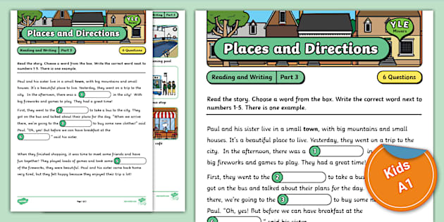 YLE Movers - Reading and Writing Part 3 - Practice Sheet (Places and