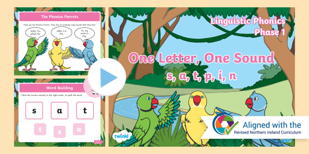 Northern Ireland Linguistic Phonics Stage 1 s, a, t, i, p, n PowerPoint