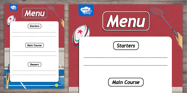 Editable Sports Menu | Twinkl Party (teacher made) - Twinkl