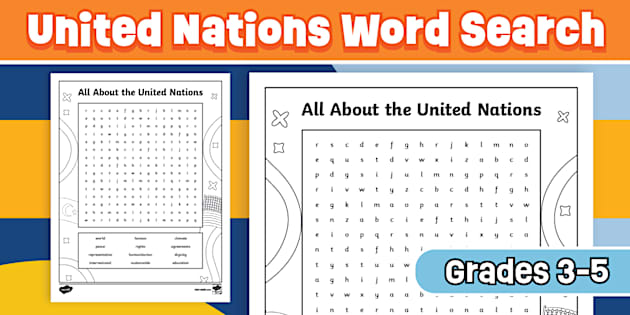 All About the United Nations Word Search for 3rd-5th Grade