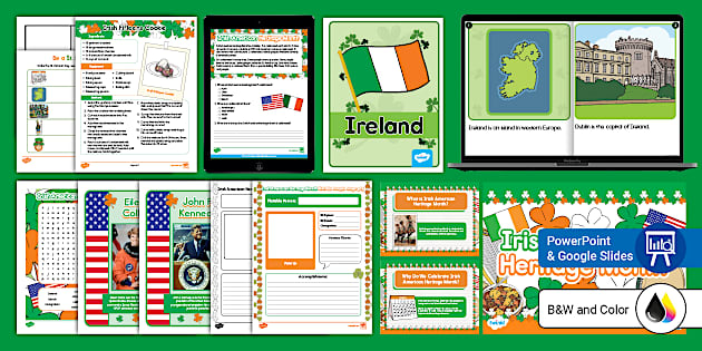 Irish American Heritage Month Activity Pack for K-2nd Grade