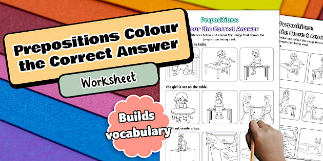 * NEW * Prepositions Colour the Correct Answer Worksheet