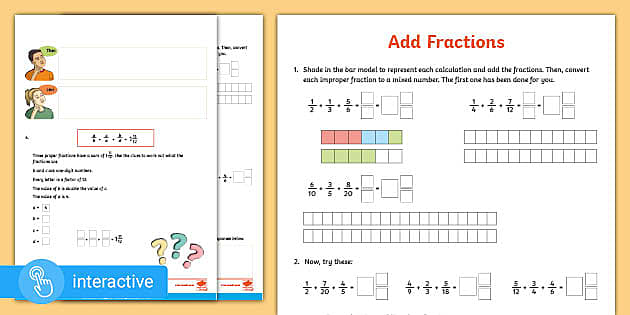  Y5 Supports White Rose Adding Fractions Worksheets