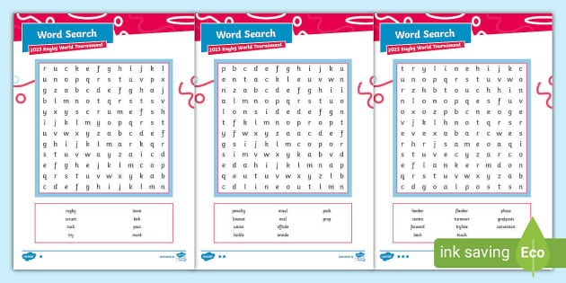 2023 Rugby World Tournament (Differentiated Word Search)