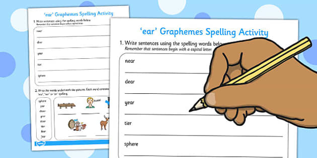 ear Graphemes Spelling Activity (teacher made) - Twinkl