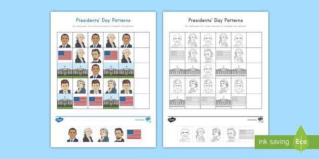 Presidents Day Complete the Pattern Activity