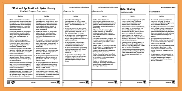 Qatar History Report Comments teacher Made Twinkl qatar-history-report-comments-teacher-made-twinkl