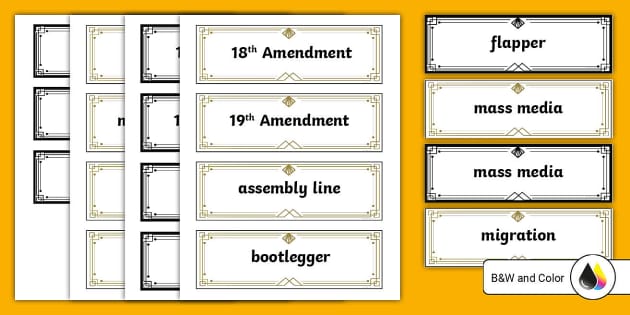 Roaring 20s Word Cards for 6th-8th Grade - Twinkl