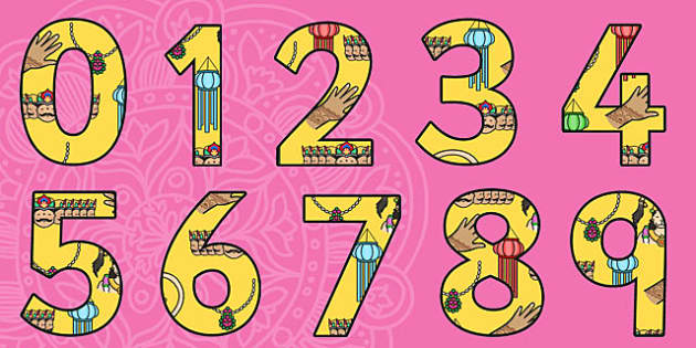 Diwali Themed A4 Display Numbers. (teacher made) - Twinkl