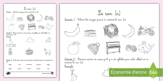 * NEW * Feuille d'activités : Le son [n] - Twinkl