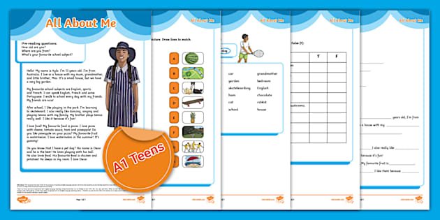 All About Me Reading Comprehension for Teens - Twinkl