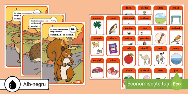 Sunetul și litera M – Joc de sortare