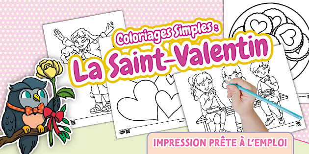 Coloriages Simples : La Saint-Valentin - Twinkl