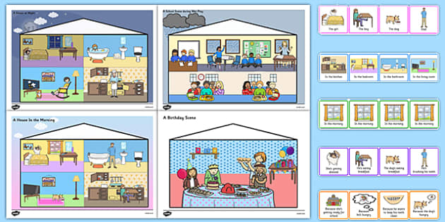 Picture Scenes and Wh- Questions - question words, questions