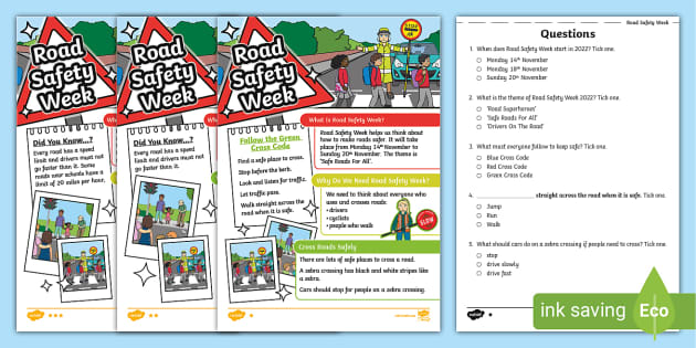 KS1 Road Safety Week Differentiated Reading Comprehension
