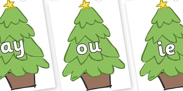 Phase 5 Phonemes on Christmas Trees (Plain) (teacher made)