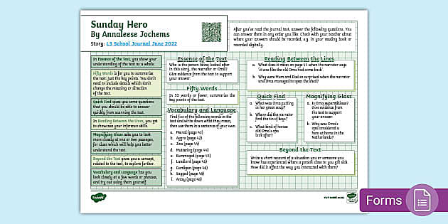 Level 3 June 2022 School Journal: Sunday Hero (Story Comprehension)