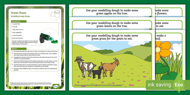 Green Themed Modelling Dough Recipe and Mat Pack - Twinkl
