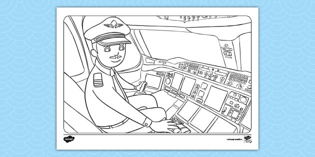 Pilotul în cabină – Desen de colorat (professor feito)