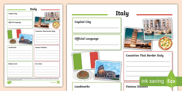 Italy Fact File Template (teacher made) - Twinkl