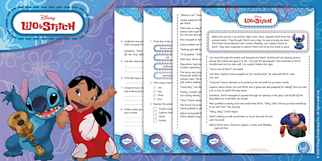 Lilo & Stitch: Third Grade Reading Comprehension Worksheet