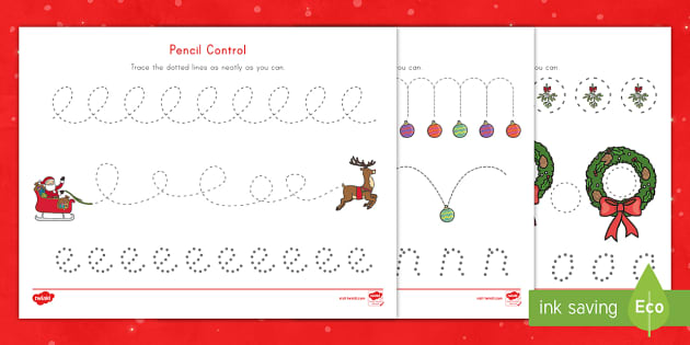 Christmas Pencil Control Activity (teacher made) - Twinkl