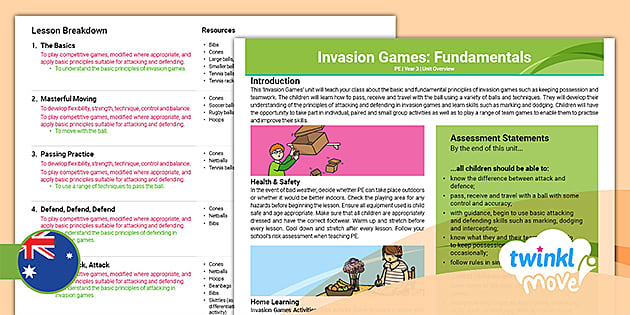 Move PE Year 3 Invasion Games Unit Overview