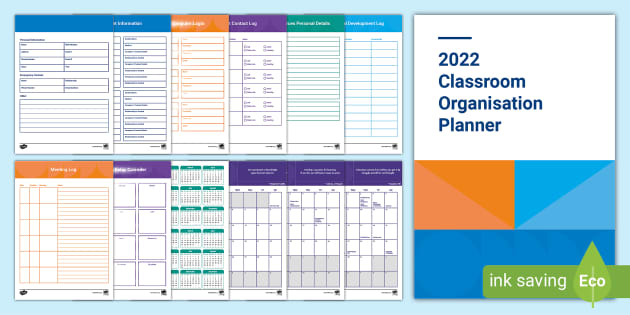 2022 Classroom Organisation Planner and Calendar - Twinkl