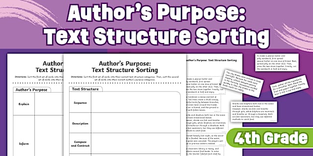 Fourth Grade Author's Purpose: Text Structure Sorting