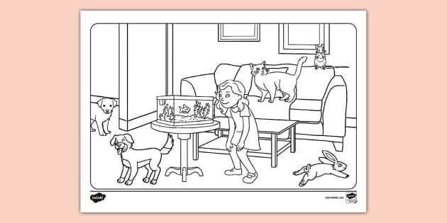 Pets Montage Colouring Page