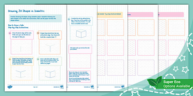Drawing 3D Shapes in Isometric (Ages 10 - 11) (teacher made)
