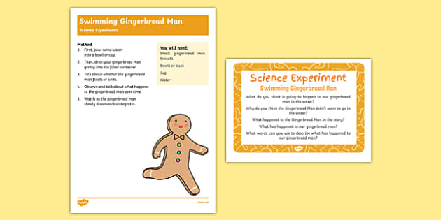Swimming Gingerbread Man Science Experiment and Prompt Card Pack