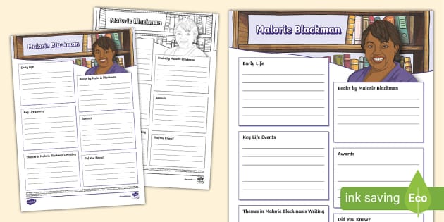 Malorie Blackman Fact File Template (teacher made) - Twinkl
