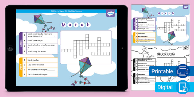 March Crossword for K-2nd Grade (teacher made) - Twinkl